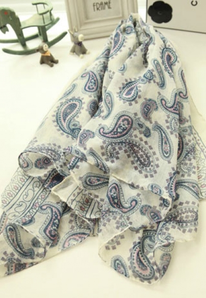 Folk Style Chic Paisley Print Scarf
