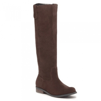 Fashion Flat Heel Round Toe Knee-length Boots