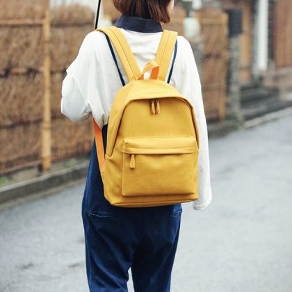 Simple Style Solid Color Backpack