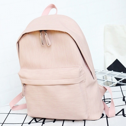 Simple Style Solid Color Backpack