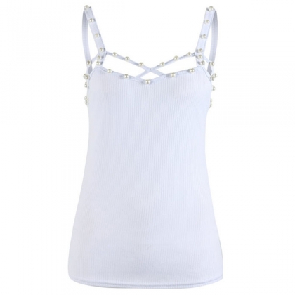 Sexy Backless Slim Fit Beaded Slim Fit Sling Top