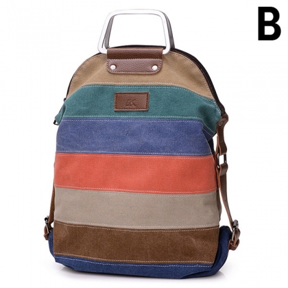 Navy Style Unisex Nautical Stripe School Travelling Bag Backpack Rucksack