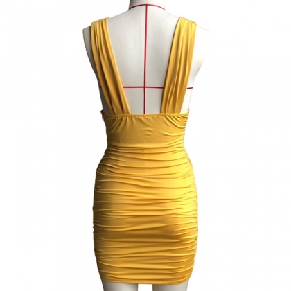 Sexy Backless Deep V-neck Sleeveless Slim Fit Mini Dress