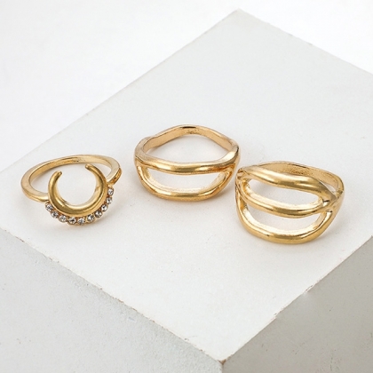 Chic Style Rhinestone Inlaid Alloy Ring Set 7 pcs/Set